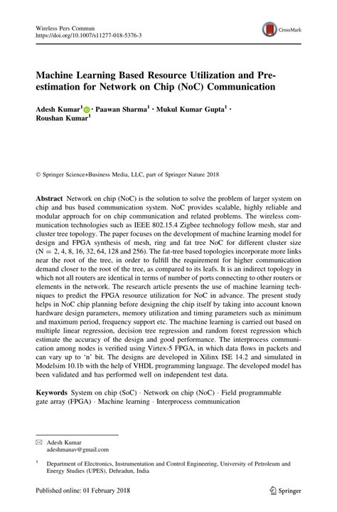 Pdf Machine Learning Based Resource Utilization And Pre Estimation