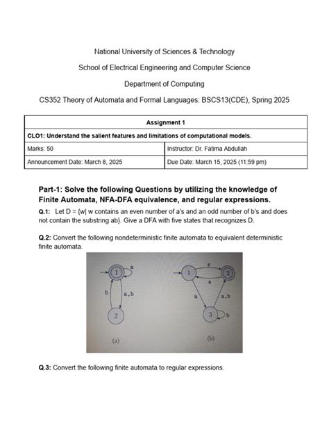 Assignment 1 Theory Of Automata And Formal Languages Pdf Regular Expression Theoretical