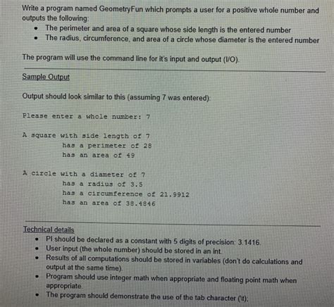 Solved Write A Program Named Geometry Fun Which Prompts A