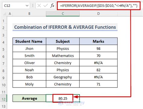 How To Ignore Na Error When Getting Average In Excel
