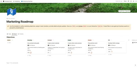 Notion Marketing Roadmap Template Template Road