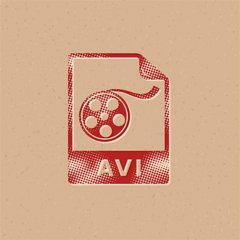 Premium Vector Video File Format Halftone Style Icon With Grunge