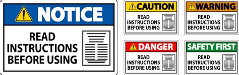 Caution Machine Sign Read Instructions Before Using 29454357 Vector Art At Vecteezy