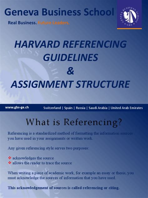 Geneva Business School Harvard Referencing Guidelines And Assignment Structure Pdf Plagiarism