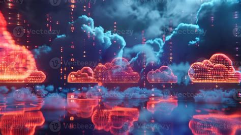 Fluffy Clouds Of Binary Code Gently Floating Through The Network