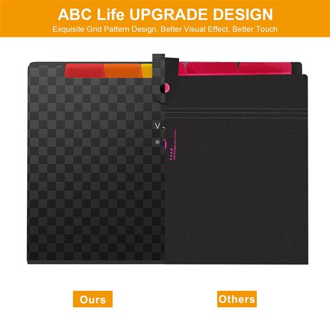 ABC Life Pack Expanding File Folder Organiser With Upgrad Grid Pattern Pockets Accordion