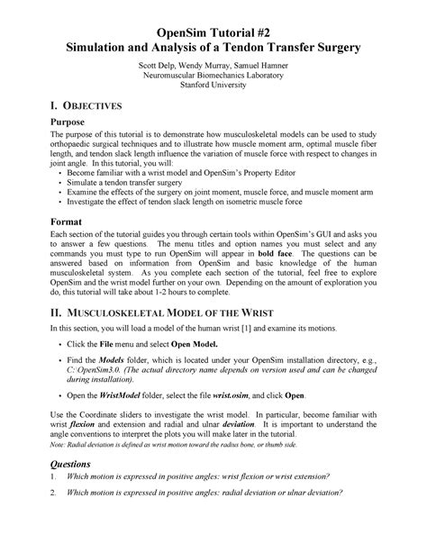 Open Sim Tutorial 2 Fjjnj Jnjcdiso Opk Opensim Tutorial Simulation And Analysis Of A Tendon