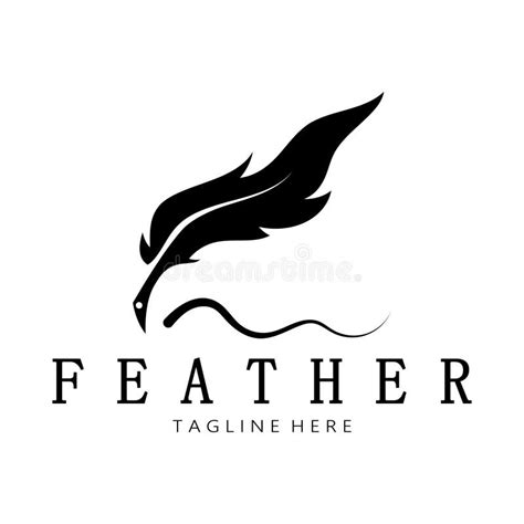 Feather Logo Feather Pen Logo Law Firm Feather Logo Vector Simple Design Stock Vector