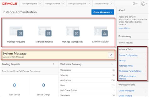 Overview Of Oracle Application Express Administration Services