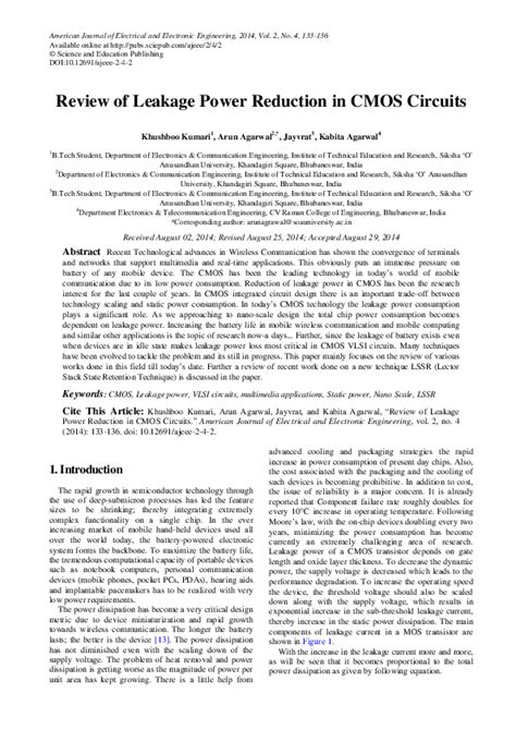 Pdf Review Of Leakage Power Reduction In Cmos Circuits