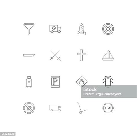 Cars And Transportation Linear Thin Icons Set Outlined Simple Vector