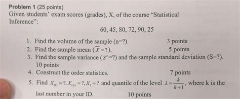 Solved Problem Points Given Babes Exam Scores Chegg Com