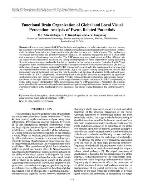 Pdf Functional Brain Organization Of Global And Local Visual