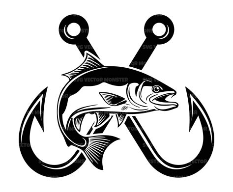 Crossed Fish Hooks Svg Bass Fishing Svg Fishing Hook Svg Fisherman