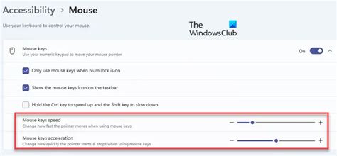 Change Mouse Keys Speed Or Acceleration In Windows 11