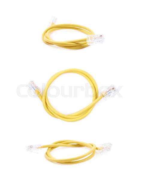 Folded Yellow Ethernet Cable Isolated Stock Image Colourbox