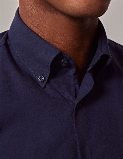 Mens Navy Oxford Shirt Short Sleeve Hawes And Curtis