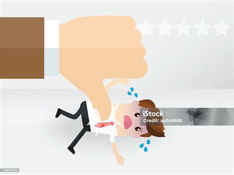 절망적 인 사업가는 싫어하는 손을 아래로 거대한 엄지 손가락 아래 개념에 대한 스톡 벡터 아트 및 기타 이미지 개념 개념과 주제 경영자 Istock