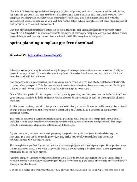 Fillable Online Sprint Planning Template Ppt Free Download Fax Email