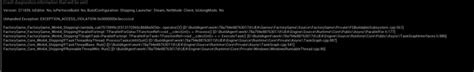 game crashes with unhandled exception exception access violation