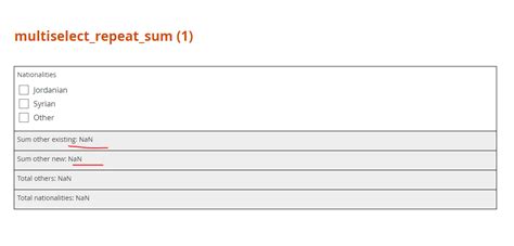 Calculate Sum Of Multiselect Question With Repeat Group Form Building