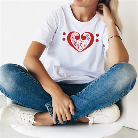 Bass Clef Shirt Valentines Day Shirt Music Valentines Day T For Musician Music Notes Shirt