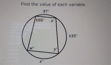 Solved Find The Value Of Each Variable [geometry]