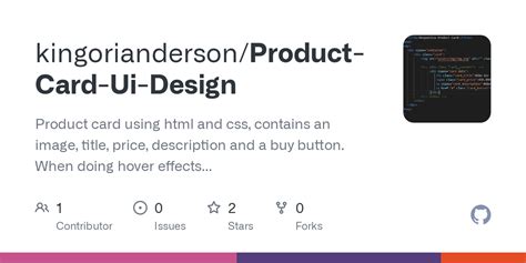 Github Kingoriandersonproduct Card Ui Design Product Card Using Html And Css Contains An
