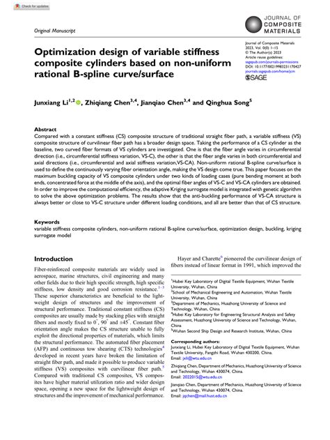 Pdf Optimization Design Of Variable Stiffness Composite Cylinders Based On Non Uniform