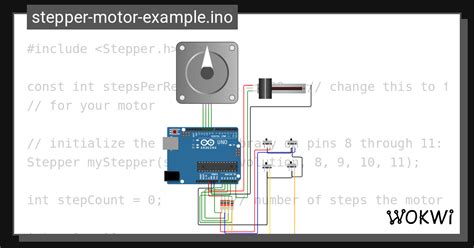 Stepper Motor Example Ino Wokwi ESP32 STM32 Arduino Simulator