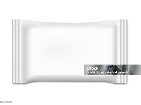 젖은 물티슈 또는 수건을위한 빈 흰색 플라스틱 패키지 흰색 배경에 그림자로 현실적인 3d 벡터 모형 아기용 물수건에 대한 스톡