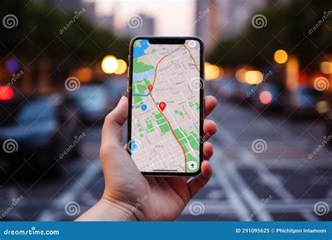 Gps Navigation And Map Icons On Blurred Road Abstract Background Stock Illustration