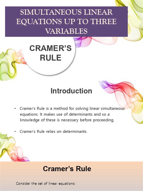 Topic 4 Cramers Rule Pdf Determinant Matrix Mathematics