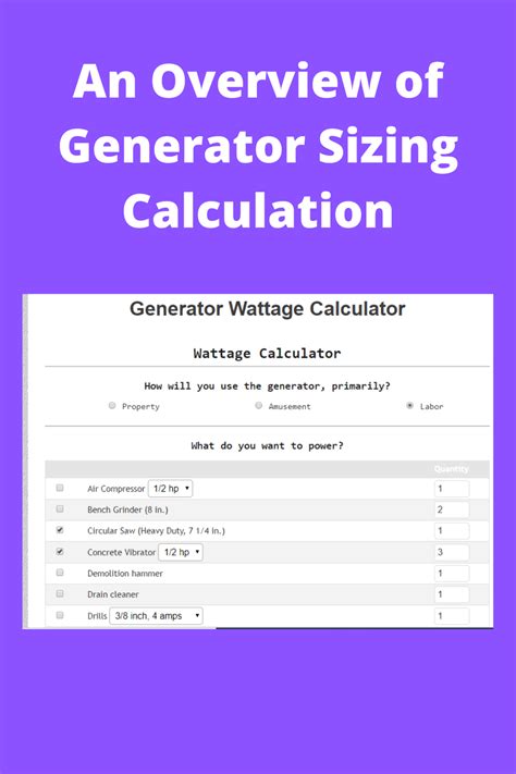 An Overview Of Generator Sizing Calculation Generators Zone
