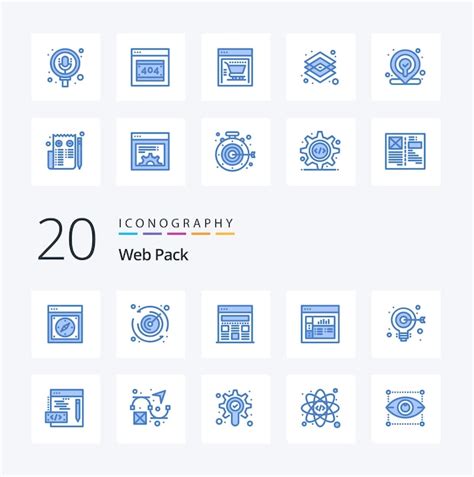 Premium Vector 20 Web Pack Blue Color Icon Pack Like Web Target Interface Bulb Graphics