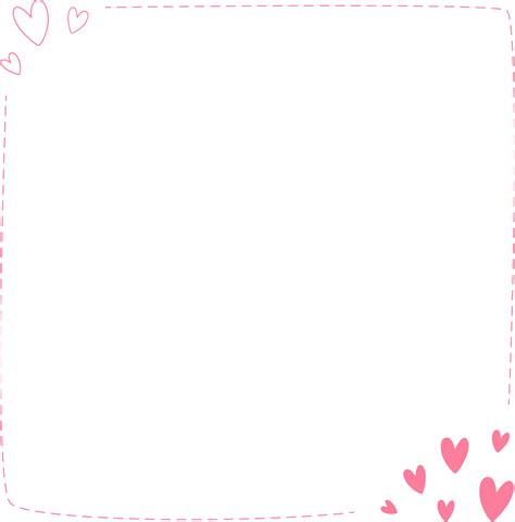 Pink Heart Frame Corner Border Card For Decoration Valentine Wedding