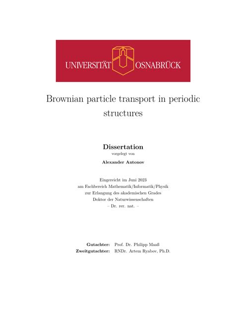 Pdf Brownian Particle Transport In Periodic Structures