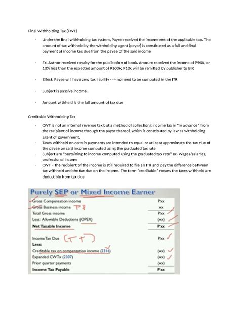 Final Withholding Tax Vs Creditable Witholding Tax Final Withholding