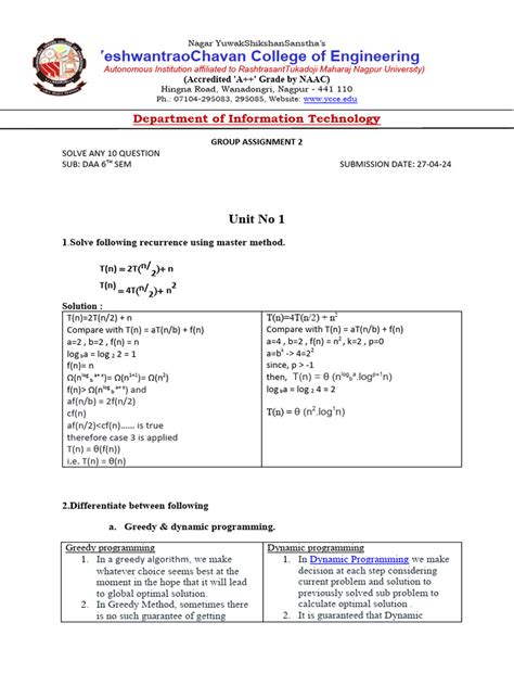 Daa Assignment Pdf Computational Complexity Theory Computational Science