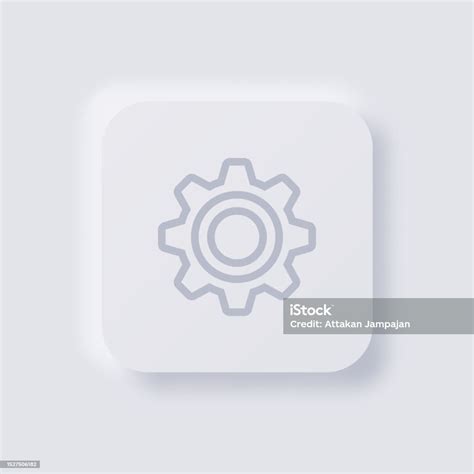 톱니바퀴 아이콘 웹 디자인을 위한 White Neumorphism 소프트 Ui 디자인 응용 프로그램 Ui 등 버튼 벡터 3차원