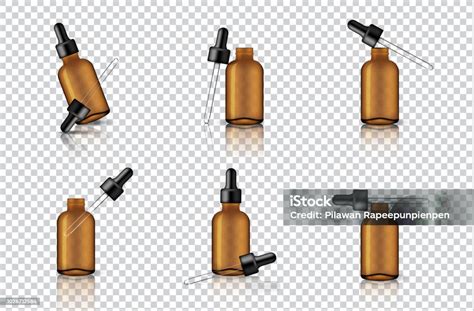 에센셜 오일 또는 스킨케어 세럼 배경 그림에 대 한 현실적인 투명 앰버 Dropper 또는 피 펫 병 모의 스포이드에 대한 스톡 벡터 아트 및 기타 이미지 Istock