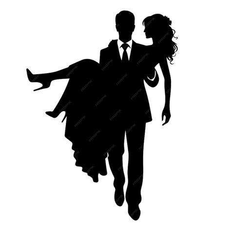 Premium Vector Silhouette Of A Man Carrying A Woman In His Arms