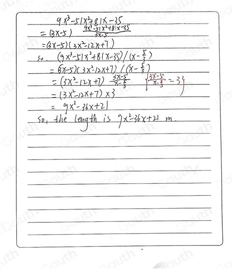 Solved Determine Length Of The Rectangle Whose Area Is 9x 3 51x 2 81x 35 Square Meters If Its