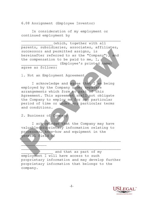 Assignment Employee Inventor Us Legal Forms