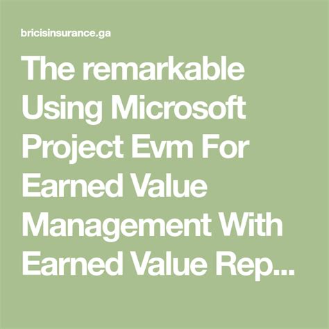 Earned Value Report Template