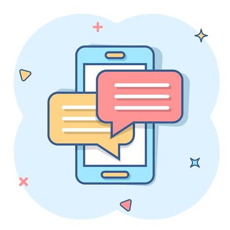 Premium Vector Mobile Phone Chat Sign Icon In Comic Style Message Notifications Vector Cartoon