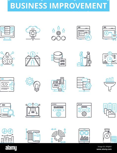 Business Improvement Vector Line Icons Set Optimization Performance Efficiency Expansion