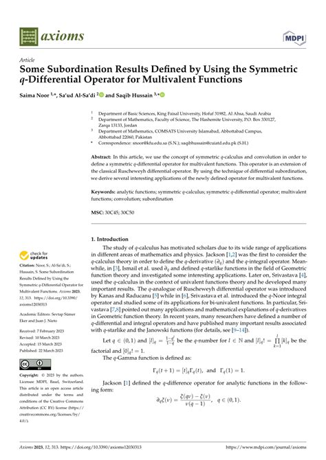 Pdf Some Subordination Results Defined By Using The Symmetric Q
