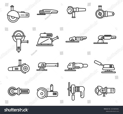 grinding machine icons set outline vector stock vector royalty free
