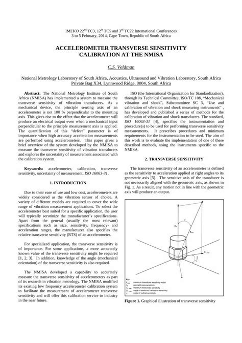 Pdf Accelerometer Transverse Sensitivity Calibration At The Nmisa